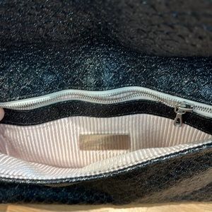 Laura Merkin | Bags | Laura Merkin Metallic Navysilver Sparkle Zipper ...